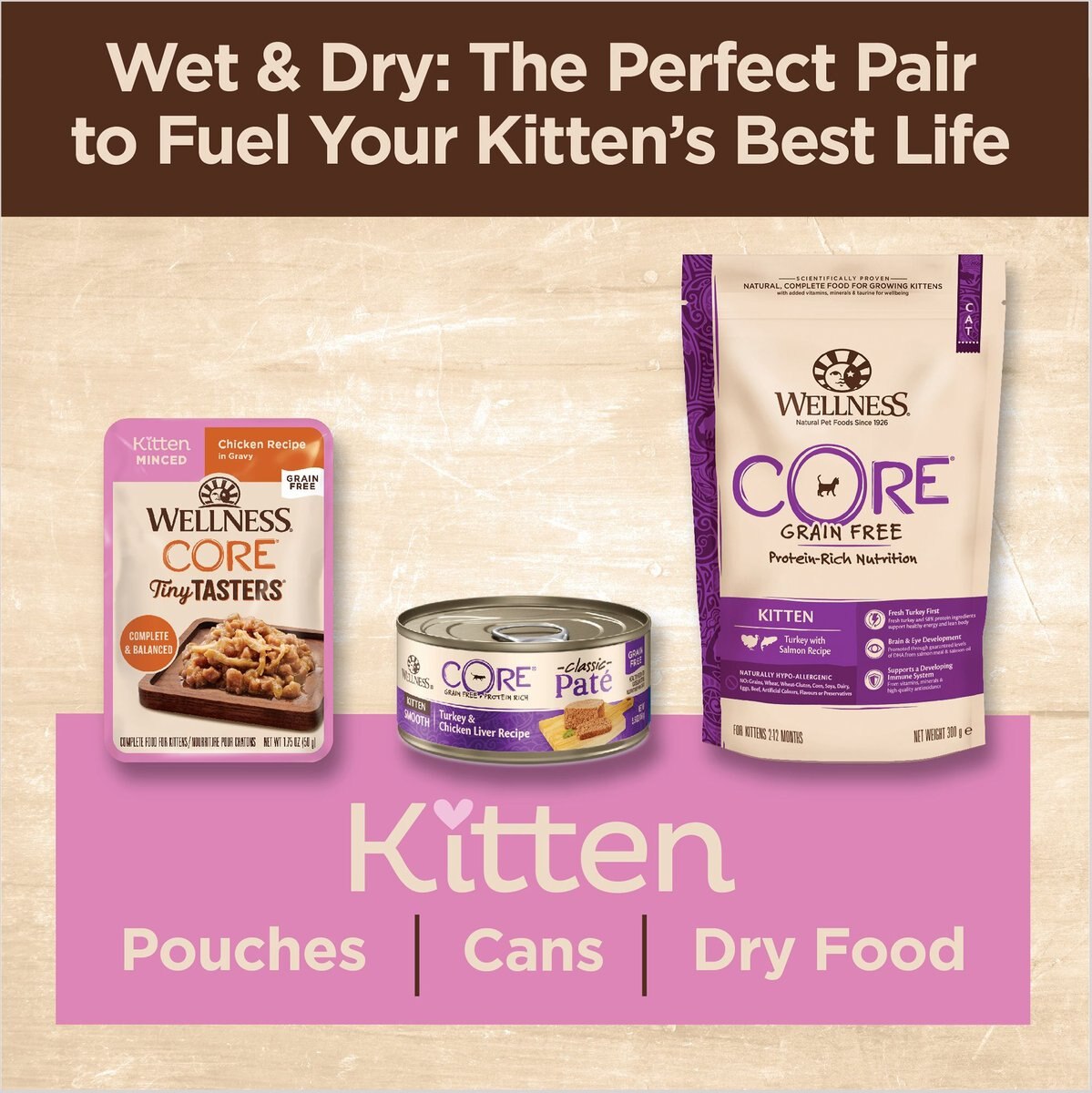 WELLNESS CORE Tiny Tasters Kitten Chicken Grain-Free Minced Wet Cat ...