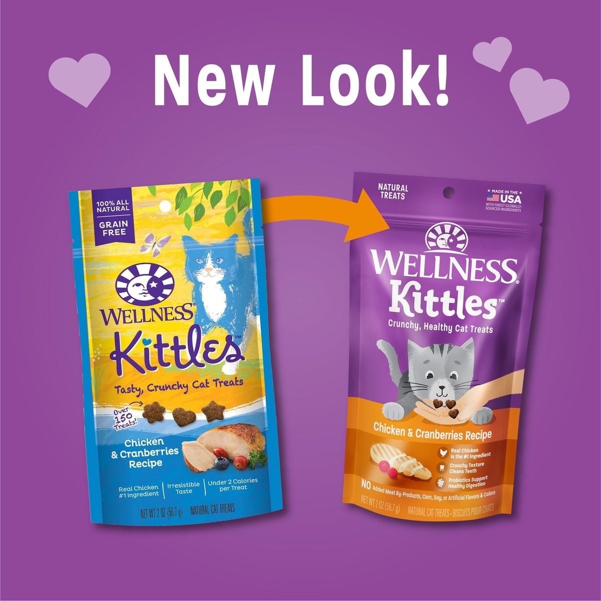 WELLNESS Kittles Natural Grain-Free Chicken & Cranberries Crunchy Cat ...
