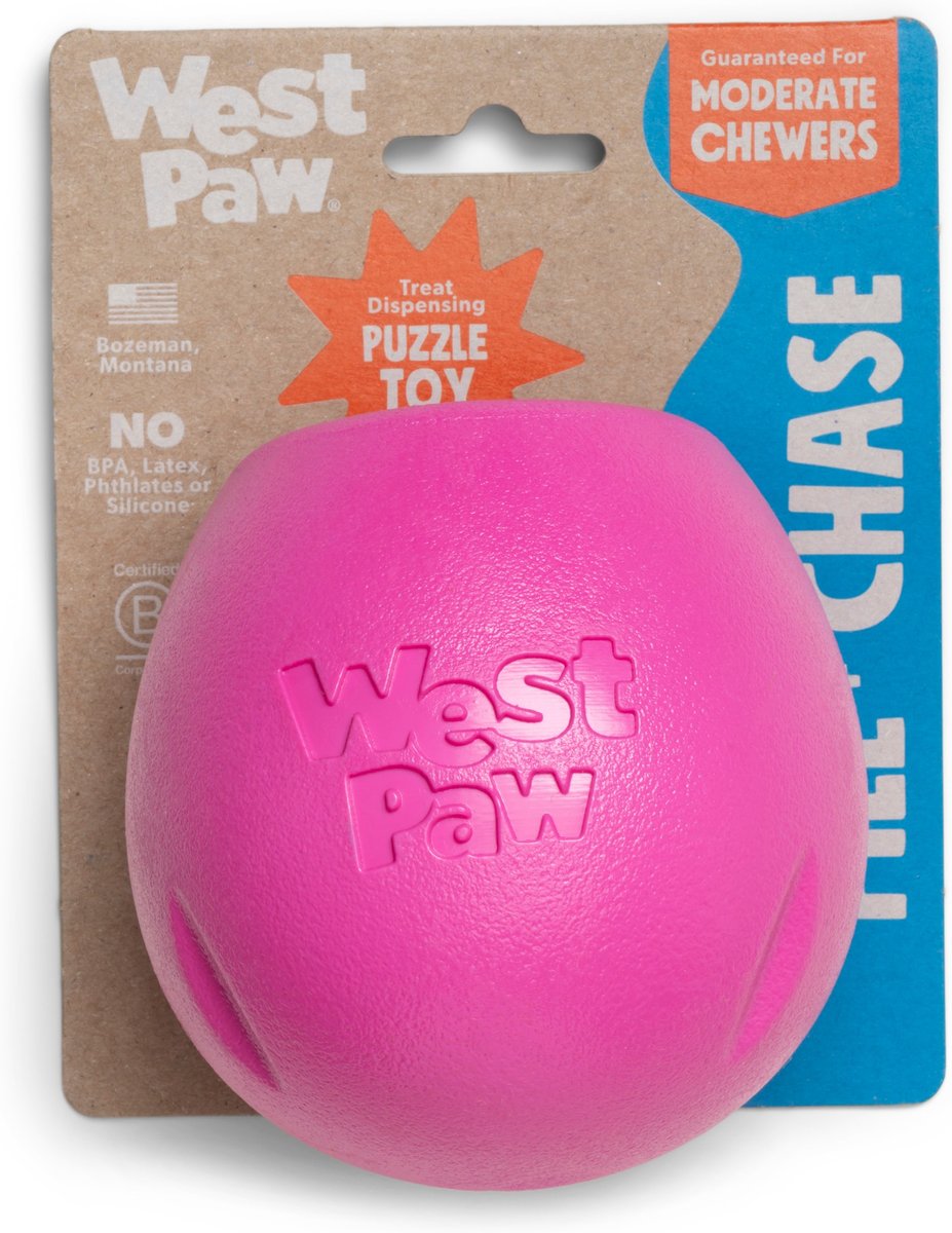 WEST PAW Rumbl Bouncy Ball Dog Toy, Hot Pink, Large - Chewy.com