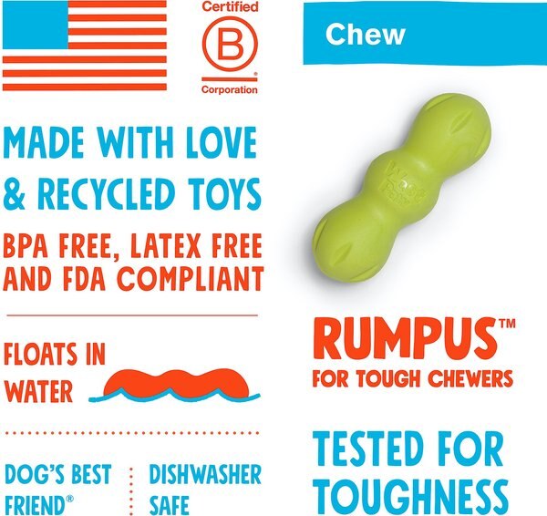 WEST PAW Rumpus Medium Tough Dog Chew Toy, Green - Chewy.com