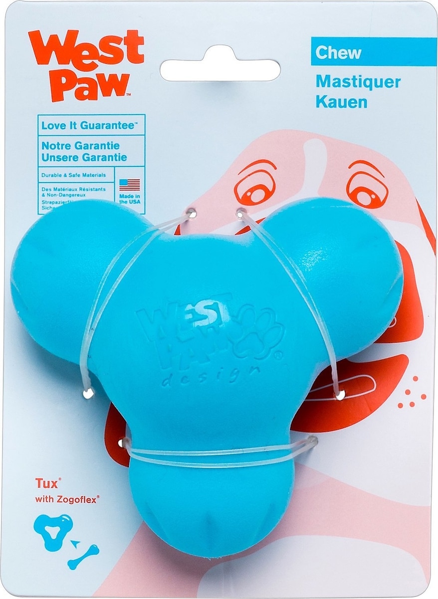 WEST PAW Zogoflex Large Tux Tough Treat Dispensing Dog Chew Toy, Aqua ...