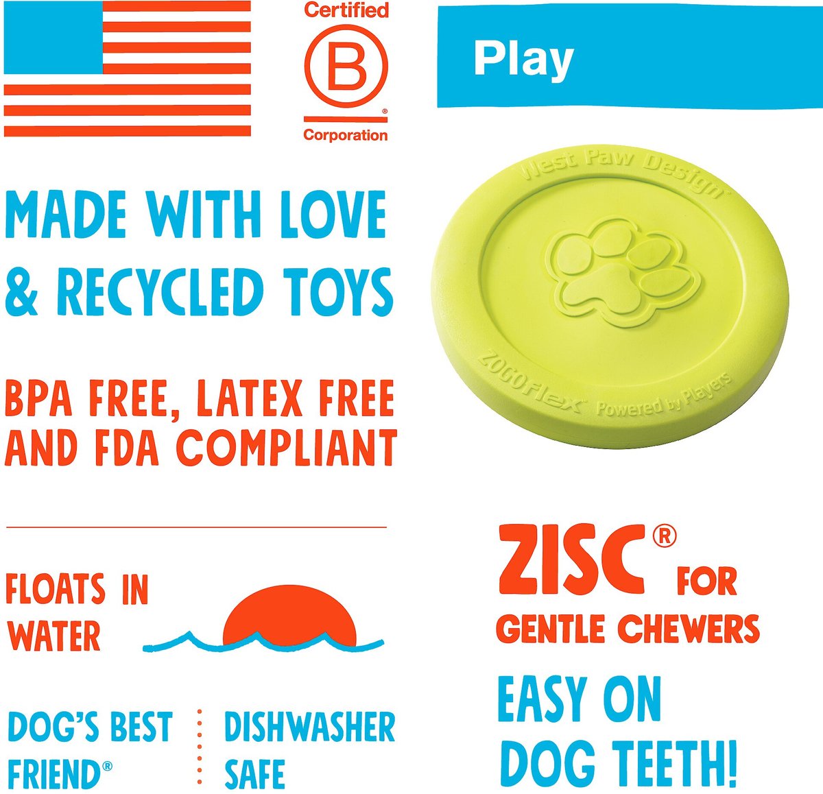 WEST PAW Zogoflex Zisc Flying Disc Dog Toy, Tangerine, Large - Chewy.com