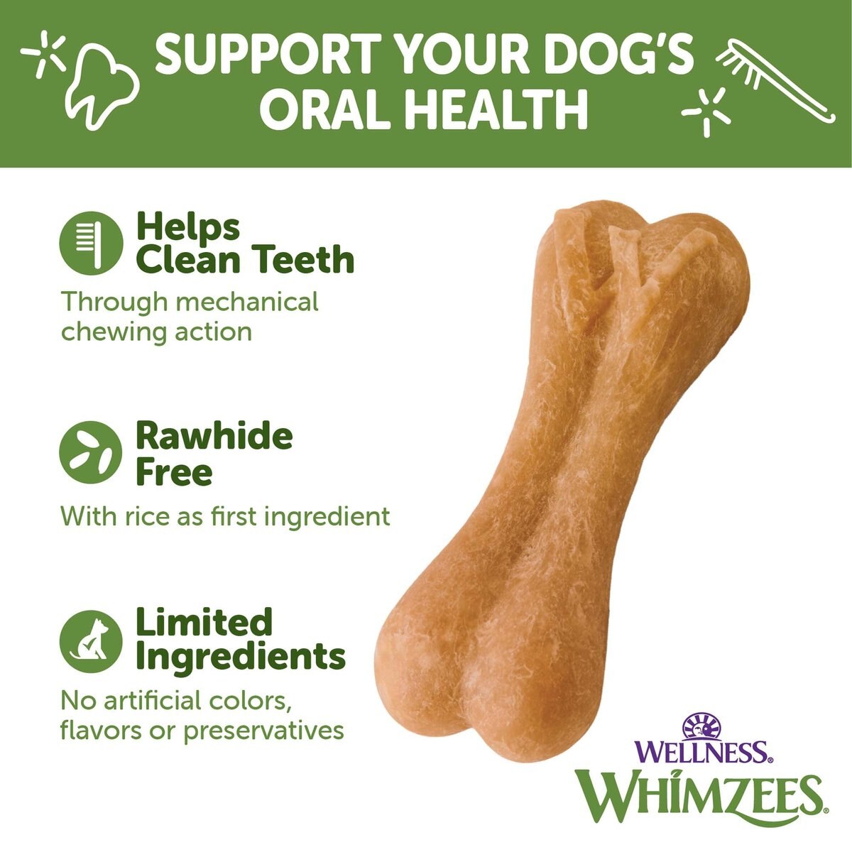 WHIMZEES by Wellness Rice Bone Dental Chews Natural Dental Dog Treats ...