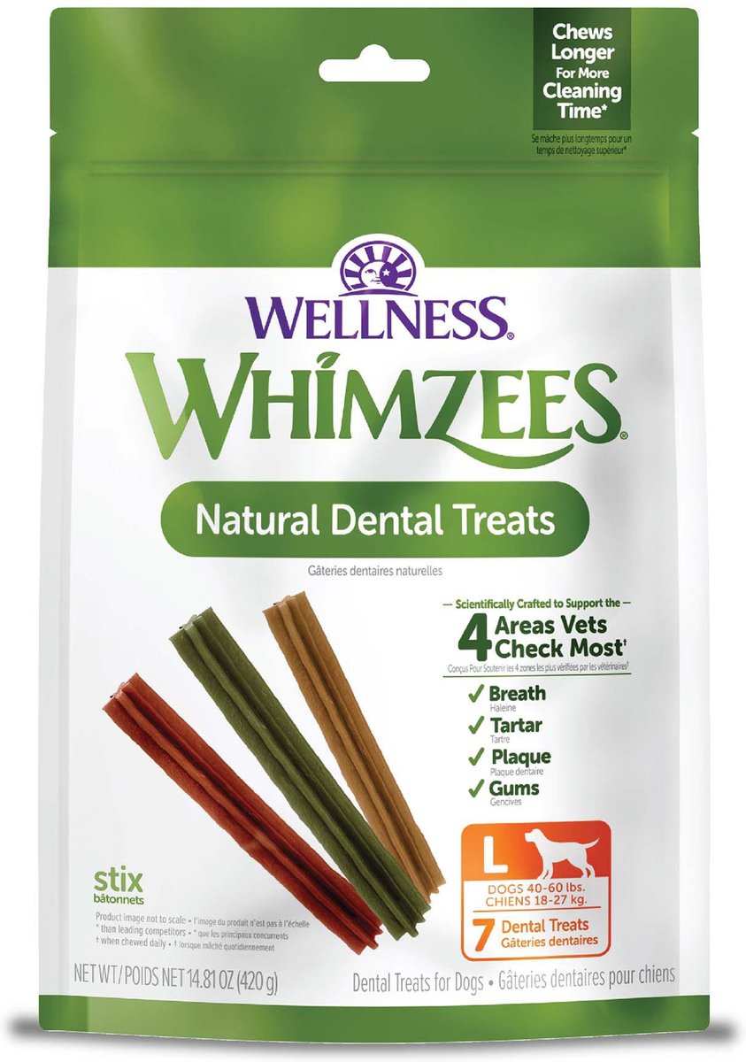 WHIMZEES by Wellness Stix Large Dental Chews Natural Grain-Free Dental ...