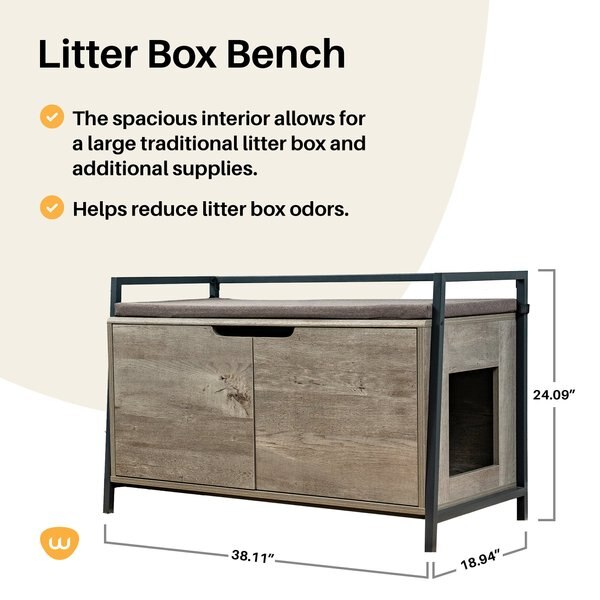 Temporarily Unavailable - WHISKER Litter Box Bench Cat Furniture, Gray ...