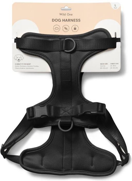 WILD ONE Adjustable Cushioned Dog Harness, Black, Large - Chewy.com