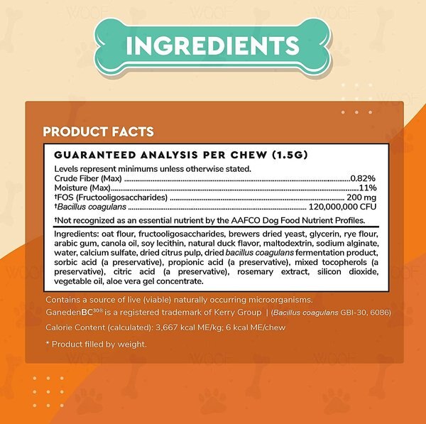 WONDER PAWS Probiotic Superhero Chews Duck Flavor Supplement for Dogs ...