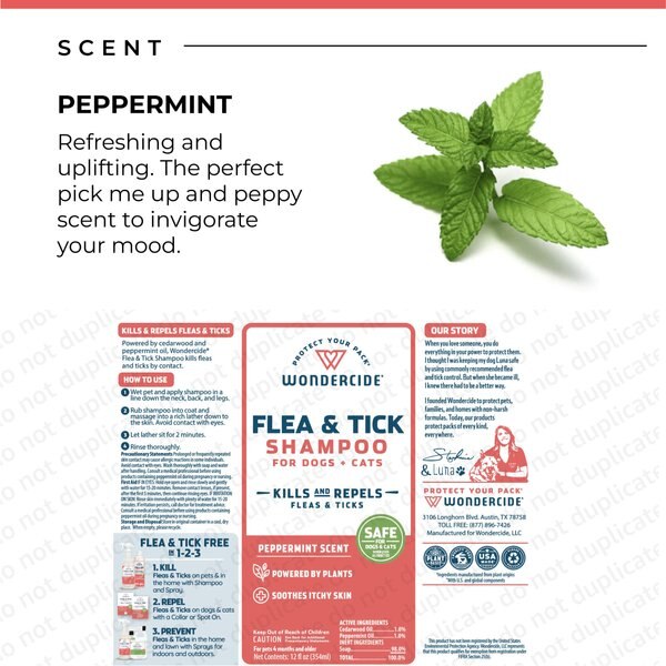 WONDERCIDE Natural Flea & Tick with Essential Oils Dog & Cat Shampoo ...