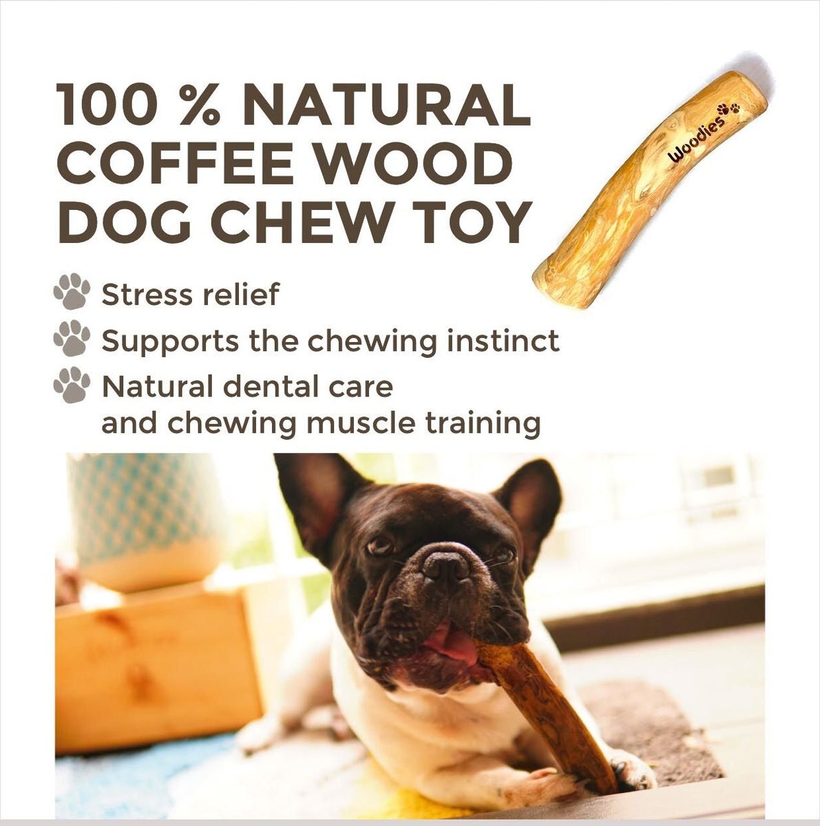 WOODIES Coffee Wood Small Dog Chew, 1 count - Chewy.com