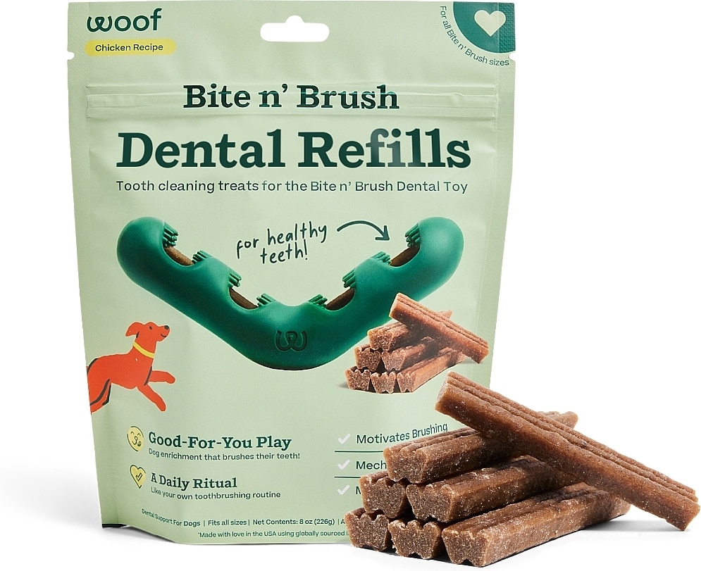 WOOF Bite n' Brush Refill Grain-Free Chicken Sticks Adult Dental Dog ...