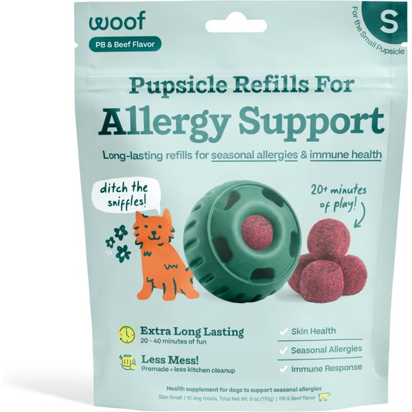 WOOF Pupsicle Power Chewer Refillable Dog Treat Dispenser Toy, Small ...