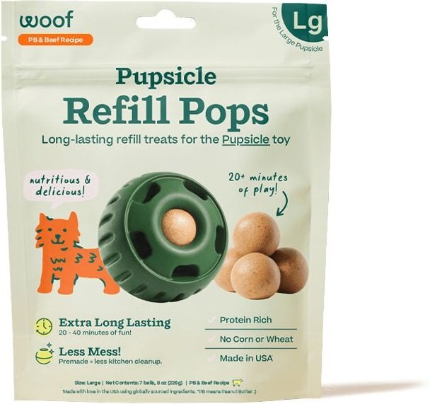 WOOF Pupsicle Pops Refills Beef Grain-Free Lickable Dog Treats, Large ...