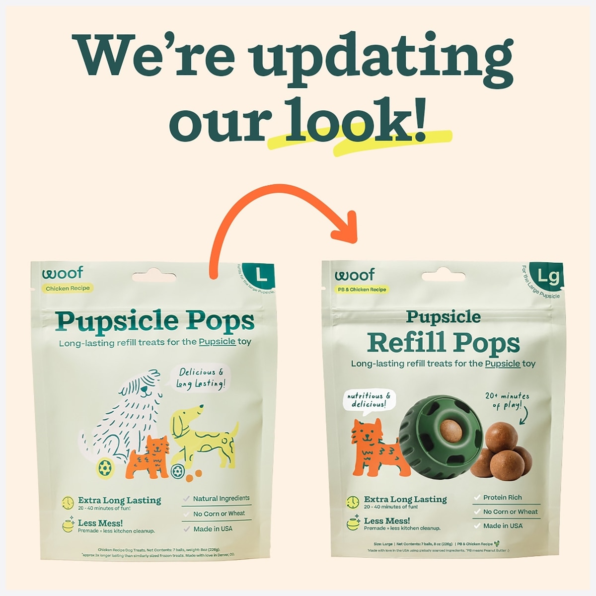 WOOF Pupsicle Pops Refills Beef & Peanut Butter Grain-Free Lickable Dog ...