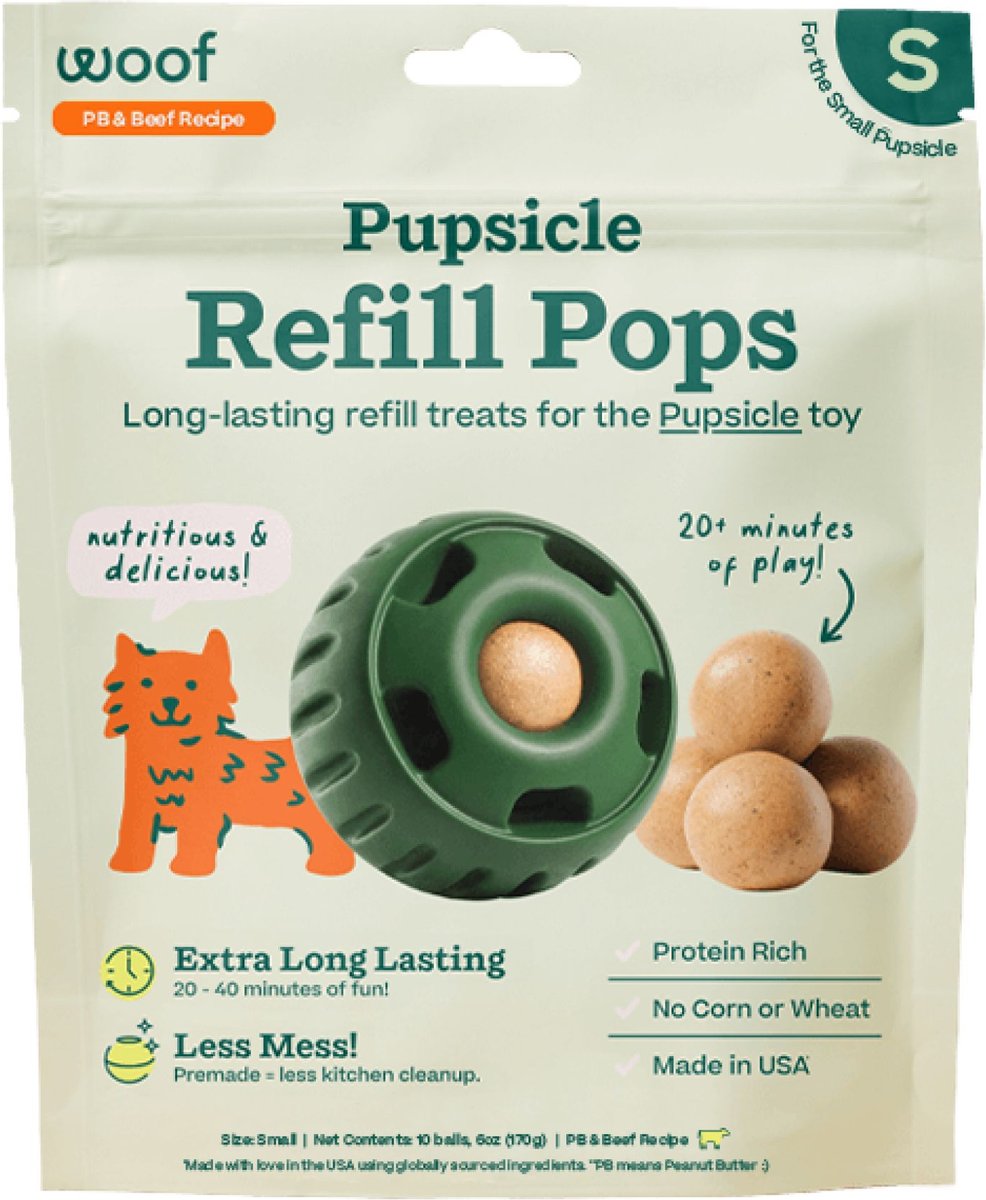 WOOF Pupsicle Pops Refills Beef Grain-Free Lickable Dog Treats, Small ...