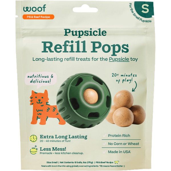 WOOF Pupsicle Pops Refills Beef & Peanut Butter Grain-Free Lickable Dog ...