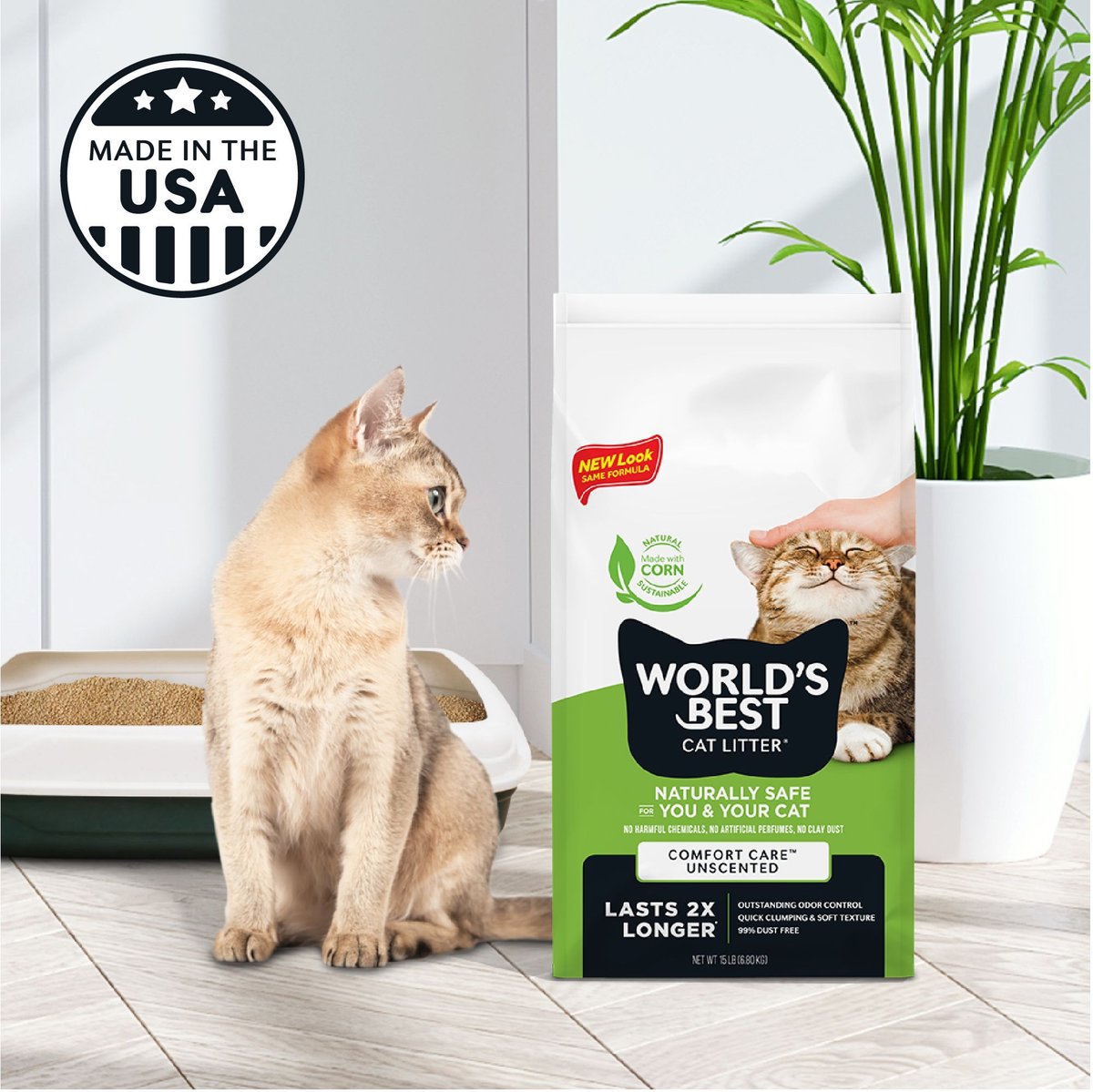 WORLD'S BEST Comfort Care Unscented Clumping Corn Litter, 28-lb bag ...