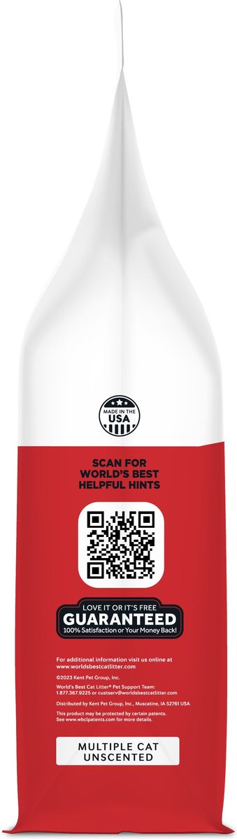 WORLD'S BEST Multi-Cat Unscented Clumping Corn Cat Litter, 28-lb bag ...