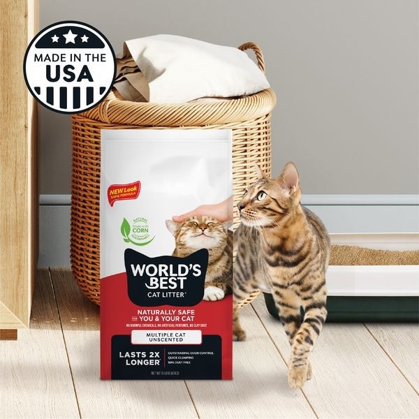 WORLD'S BEST Multi-Cat Unscented Clumping Corn Cat Litter, 56-lb bundle ...