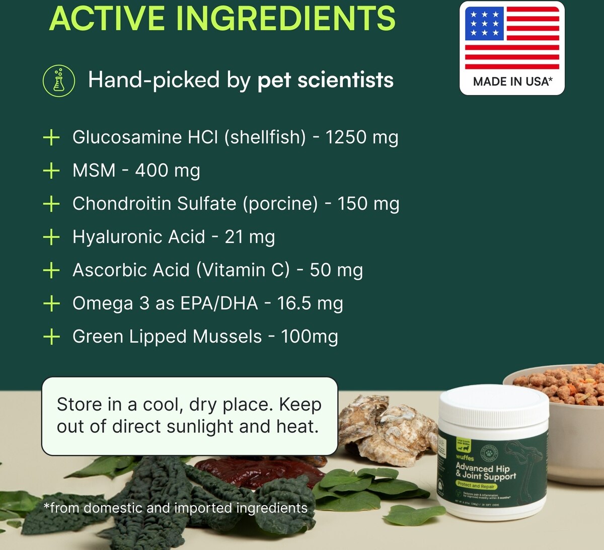 WUFFES Advanced Hip & Joint Supplement with Glucosamine & Chondroitin ...