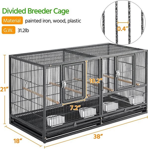 YAHEETECH 18-in Wide Stackable Divided Breeder Cage, Black - Chewy.com