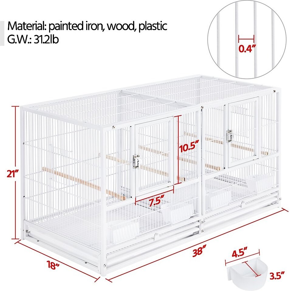 YAHEETECH 18-in Wide Stackable Divided Breeder Cage, White - Chewy.com