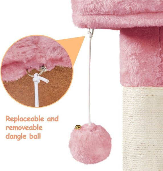 YAHEETECH 34.5-in Plush Cover Cat Tree, Pink - Chewy.com