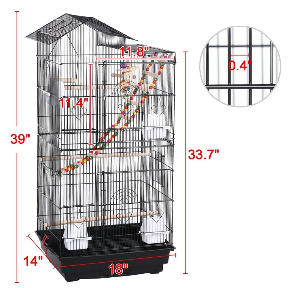 YAHEETECH 39-in Parrot Bird Cage, Black, Large - Chewy.com