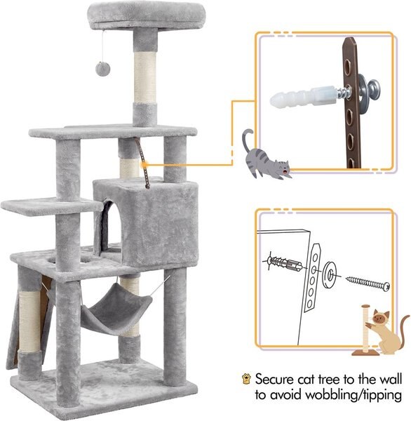 YAHEETECH 57-in Cat Tree Tower, Light Gray - Chewy.com