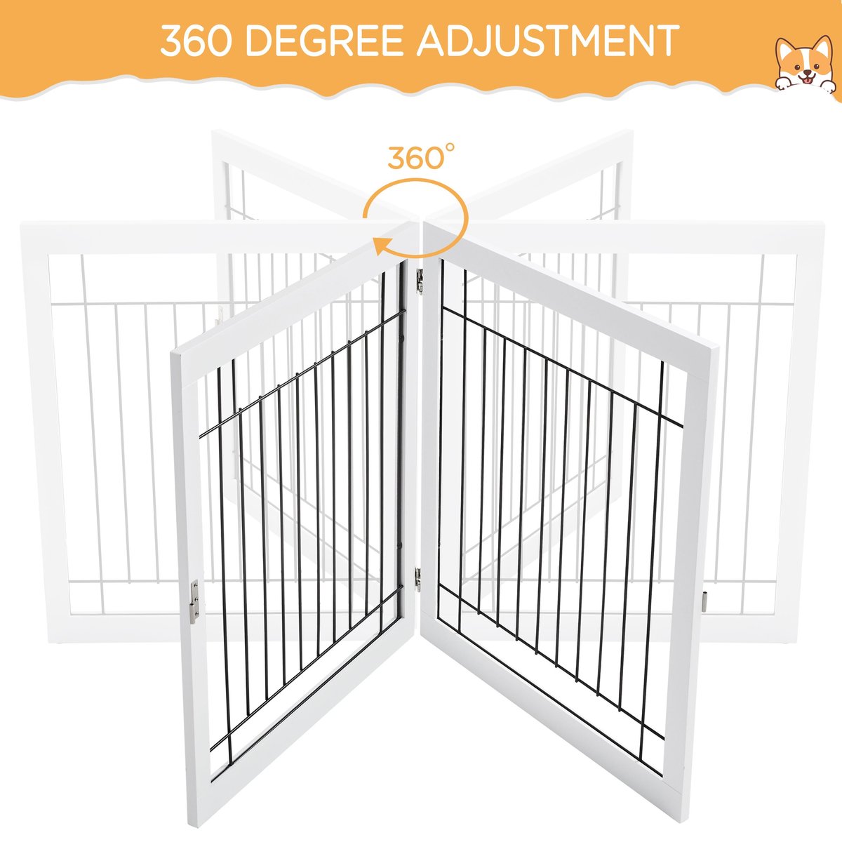 Out of Stock - YAHEETECH 6-Panel Foldable Wire Dog Gate, White, 34-in H ...