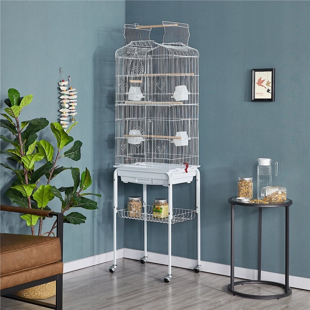 YAHEETECH 64-in Open Top Metal Parrot Cage with Detachable Rolling ...