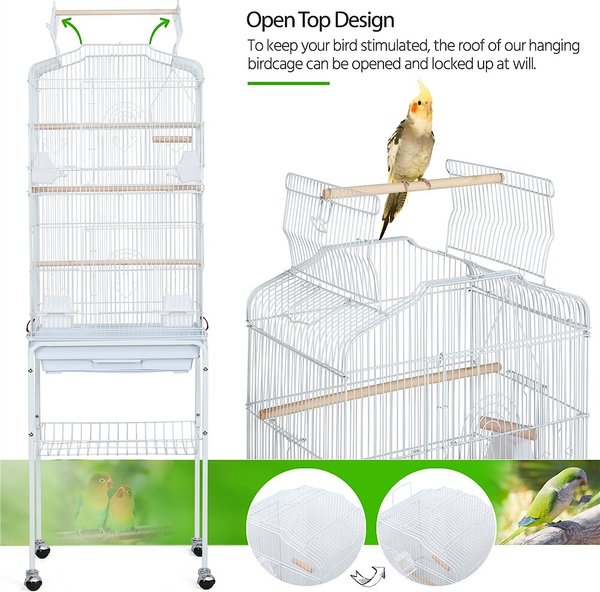 YAHEETECH 64-in Open Top Metal Parrot Cage with Detachable Rolling ...