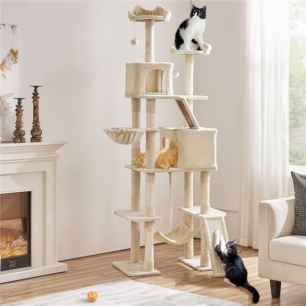 YAHEETECH 82.5-in Multi-Level Tree Condo with 2 Foam Edge Perches Cat ...