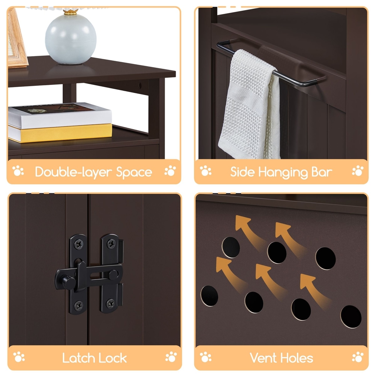 YAHEETECH Box Furniture with Open Shelf Cat Litter Box, Espresso ...