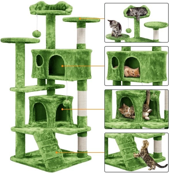 YAHEETECH Cat Scratching Tree, 54-in, Green - Chewy.com