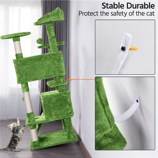 YAHEETECH Cat Scratching Tree, 54-in, Green - Chewy.com