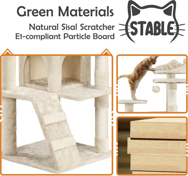 YAHEETECH Cat Scratching Tree, 61.5-in, Beige - Chewy.com