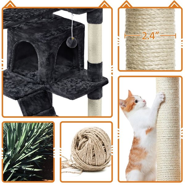 YAHEETECH Cat Scratching Tree, 61.5-in, Black - Chewy.com