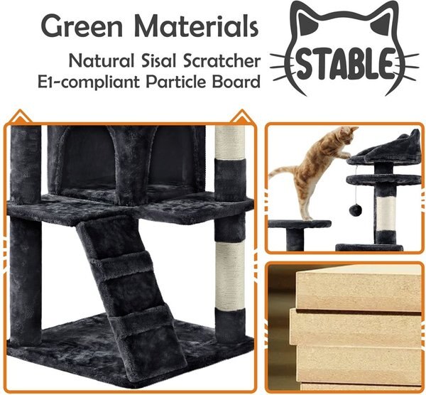 YAHEETECH Cat Scratching Tree, 61.5-in, Black - Chewy.com