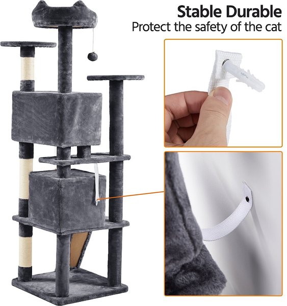 YAHEETECH Cat Scratching Tree, 70-in, Dark Gray - Chewy.com