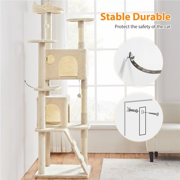 YAHEETECH Cat Scratching Tree, 80-in, Beige - Chewy.com