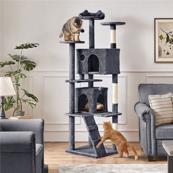 YAHEETECH Cat Scratching Tree, 80-in, Dark Gray - Chewy.com