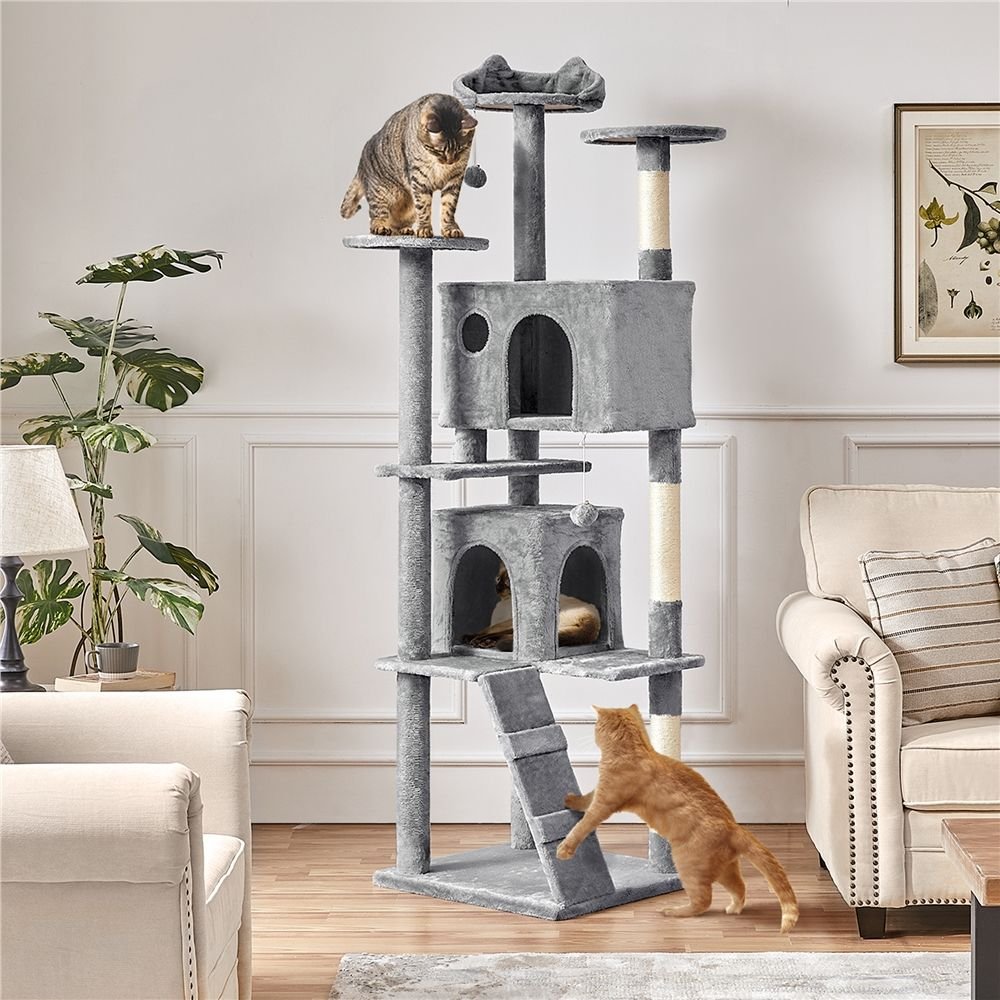 YAHEETECH Cat Scratching Tree, 80-in, Light Gray - Chewy.com