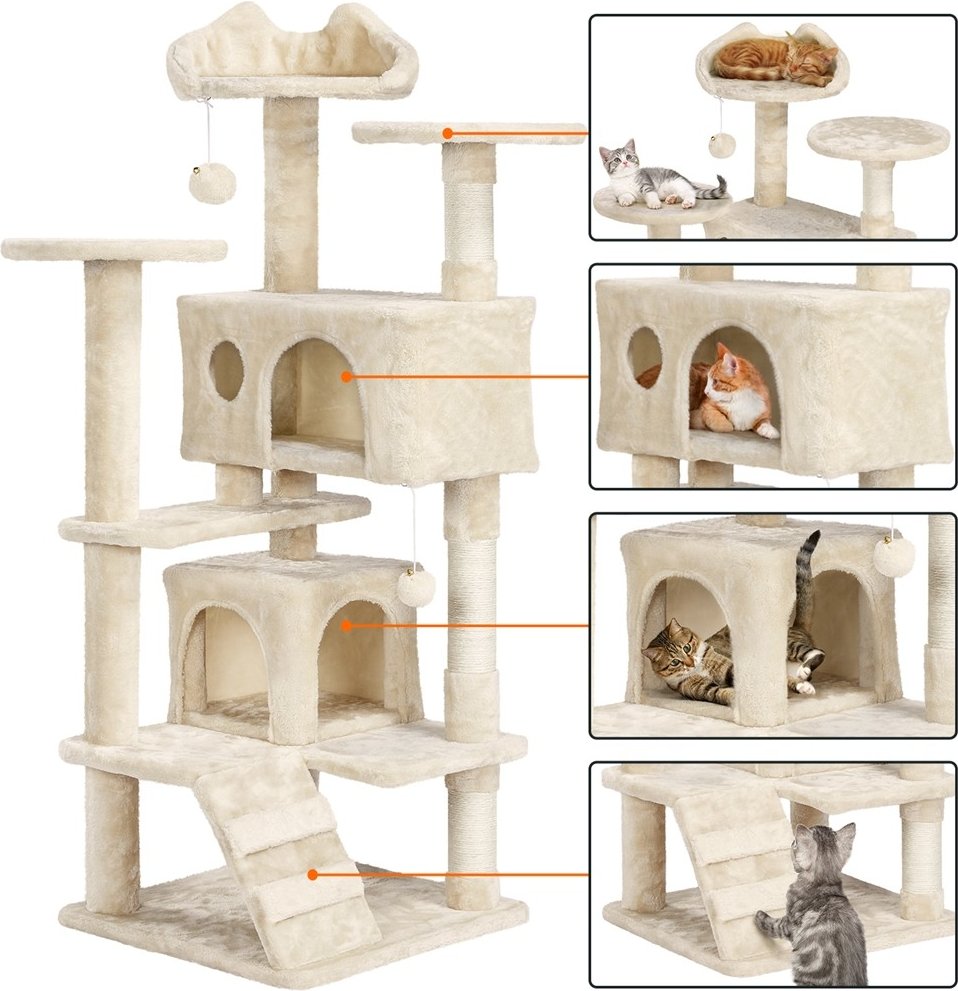 YAHEETECH Cat Scratching Tree, Beige, 54-in - Chewy.com