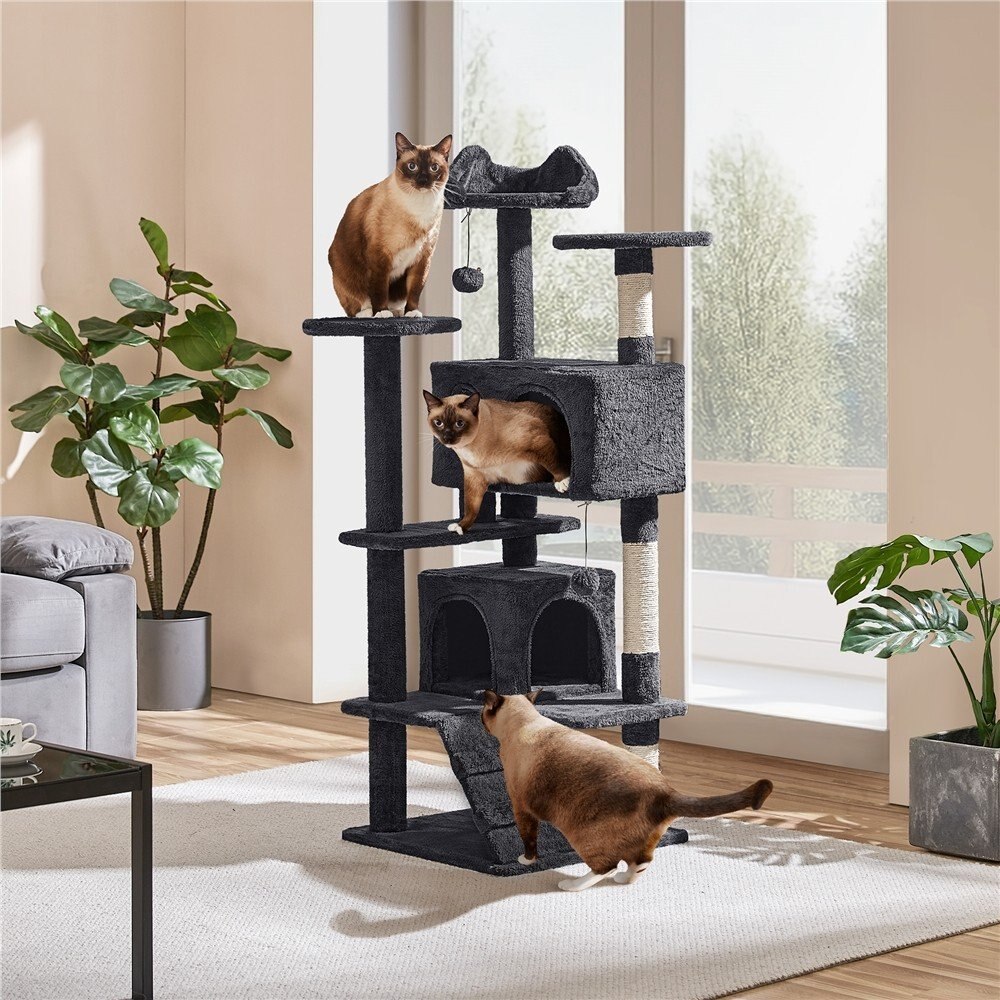 YAHEETECH Cat Scratching Tree, Black, 54-in - Chewy.com