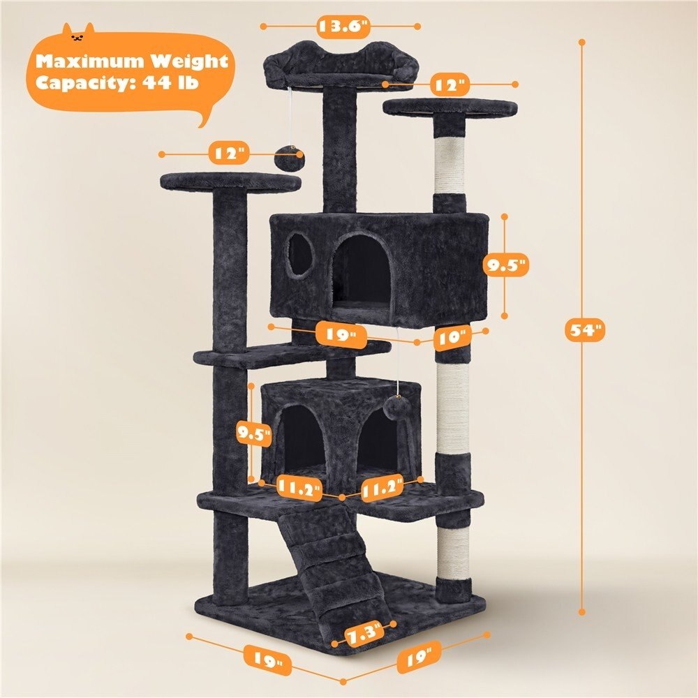 YAHEETECH Cat Scratching Tree, Black, 54-in - Chewy.com