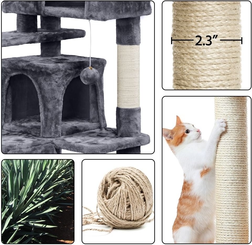 YAHEETECH Cat Scratching Tree, Dark Gray, 54-in - Chewy.com