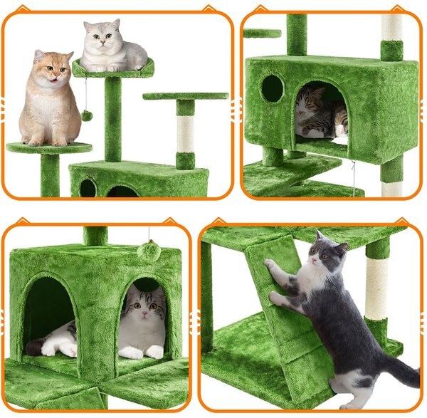YAHEETECH Cat Scratching Tree, Green, 70-in - Chewy.com