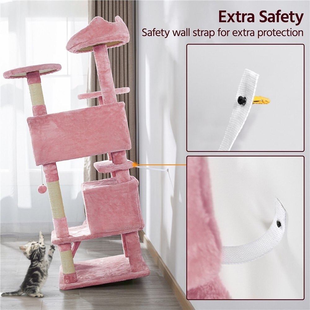 YAHEETECH Cat Scratching Tree, Pink, Medium, 54-in - Chewy.com
