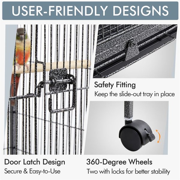 YAHEETECH Iron Small Bird Cage, Black, 40-in - Chewy.com