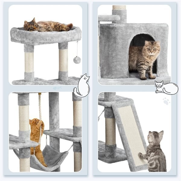 YAHEETECH Multi-Level 63-in Plush Cat Tree, Light Gray - Chewy.com